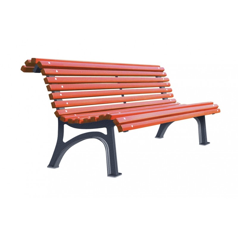 Banc public en bois et fonte, banc de jardin public, banc de parc en ...