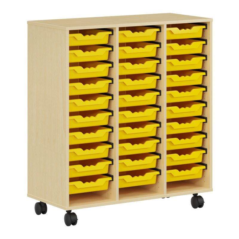 Meuble avec bacs de rangement, meuble scolaire, mobilier scolaire